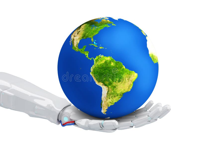 Robotic Hand Holding Earth Stock Illustrations – 408 Robotic Hand ...