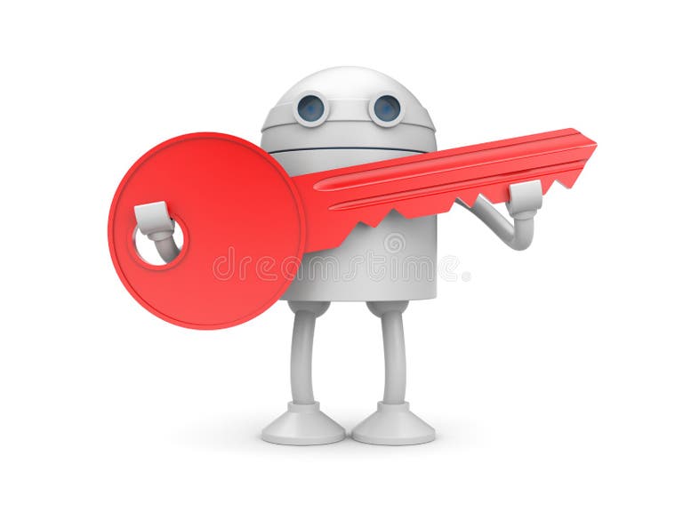 Robot with key stock illustration. Illustration of machine - 20891495