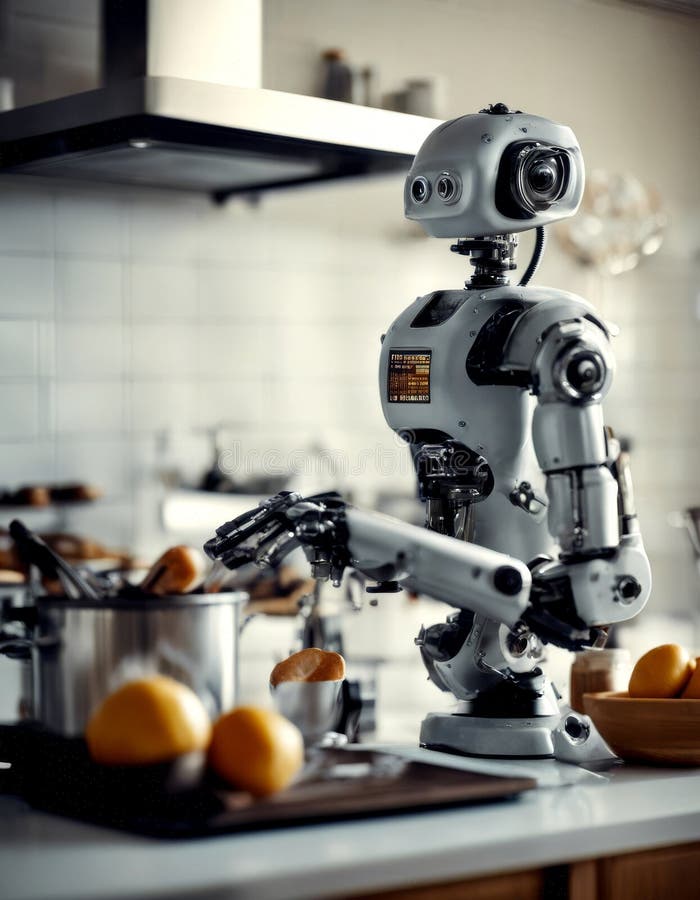 Robot kitchen tool stock illustration. Illustration of camera - 326161611
