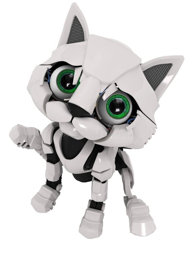 Robot Kitten, Sitting stock illustration. Illustration of creature ...