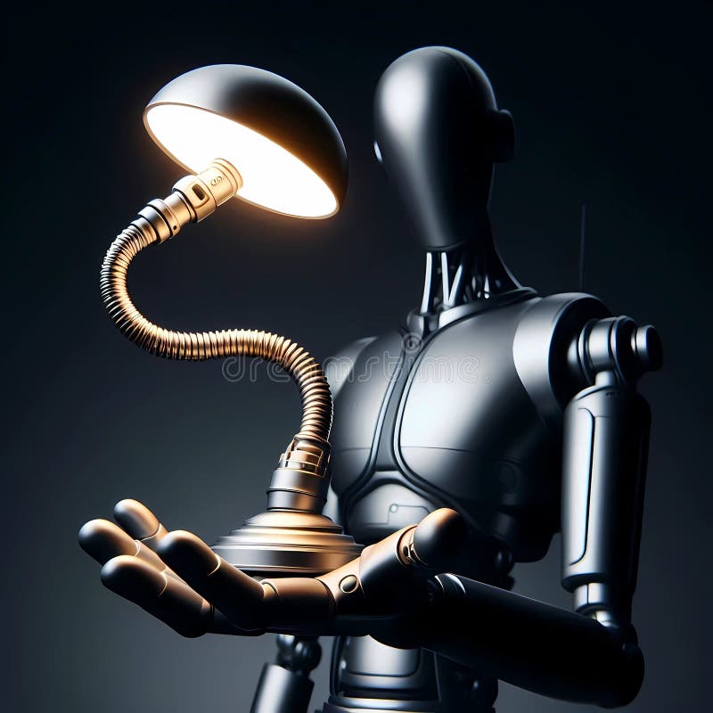 The Robot with the Lamp. stock illustration. Illustration of future ...