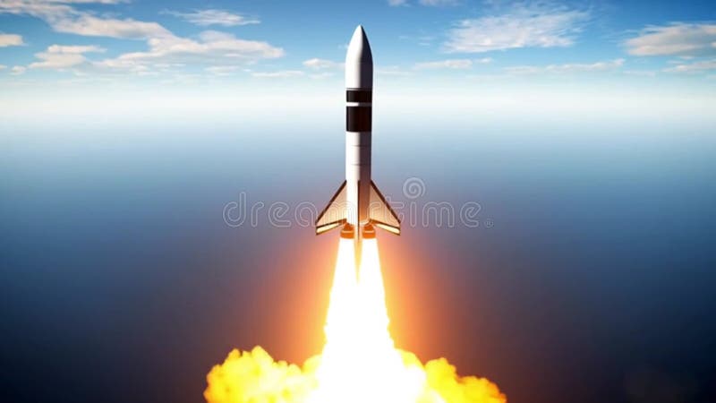 The Robot is Launched into the Sky Inside the Rocket. Stock Footage ...