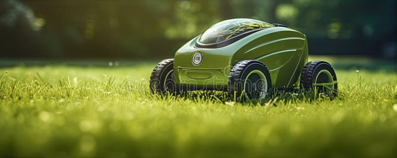 Robot Lawn Mower on Green Grass, Generative Ai Stock Illustration ...