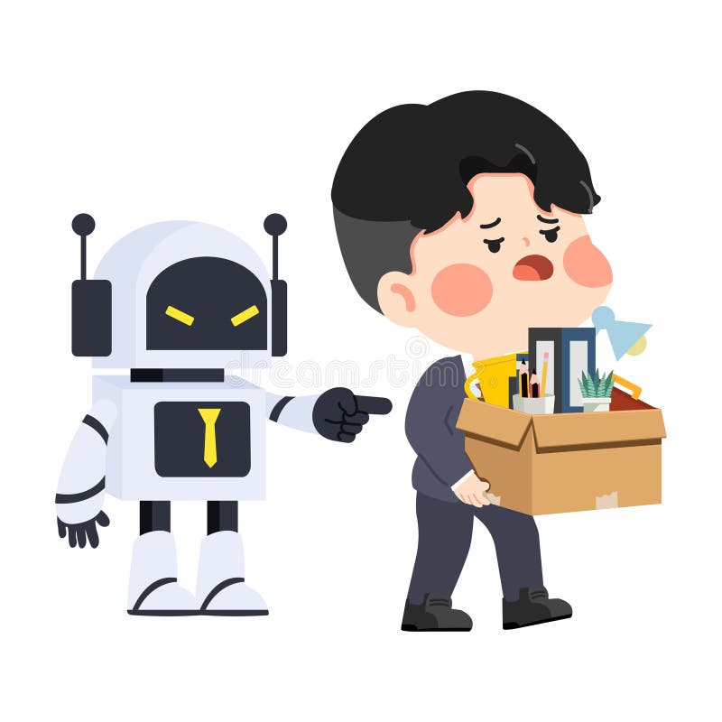 Robot Laying Off Human Employee Stock Vector - Illustration of ...