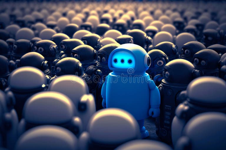 Robot Leader among the Crowd of Robots. Created with Generative AI ...