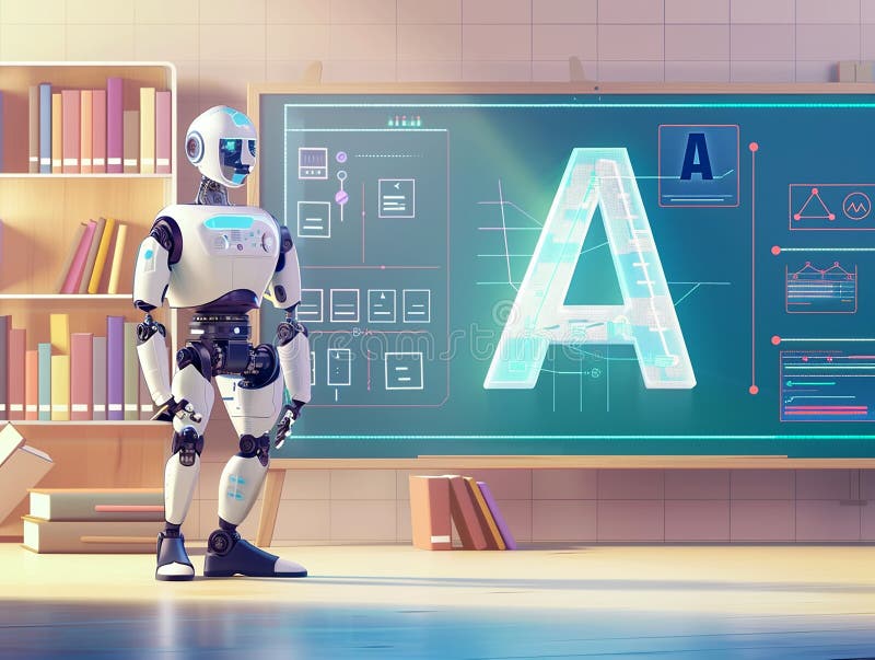Robot Learning in a Classroom Stock Illustration - Illustration of ...