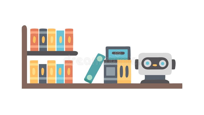 Robot Learning Icon, AI Education Bookshelf, Vector Design Generative ...