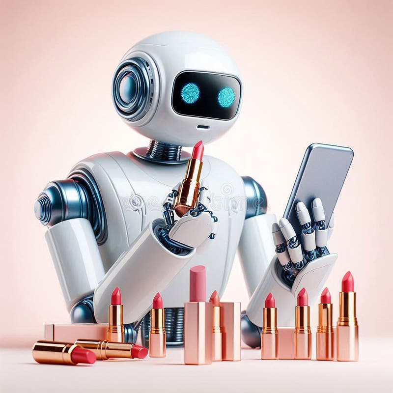 Robot Learns Lipstick, Robots Introduction into Modern Life, Lipstick Advertising Stock ...