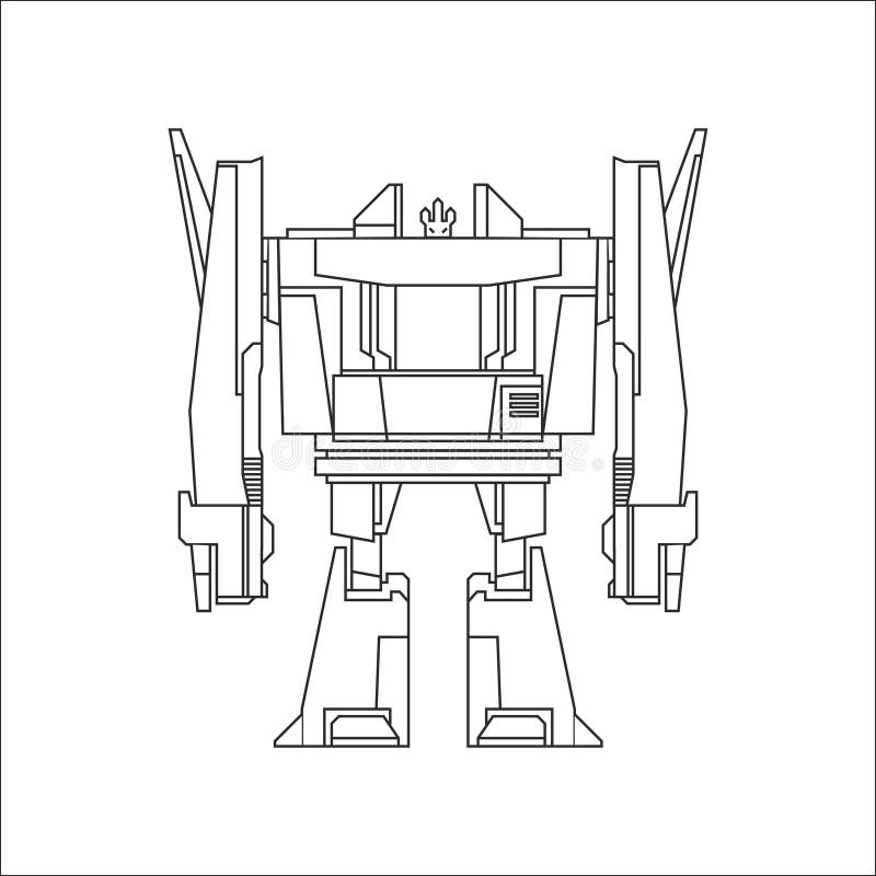 Robot Line Art stock vector. Illustration of truss, blue - 118293570