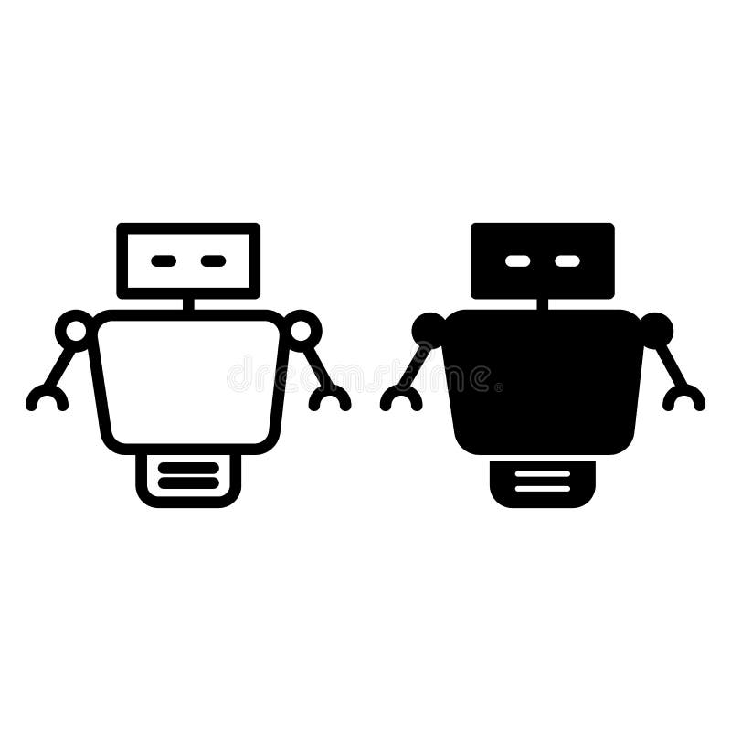Robot Line Icon. Cyborg Vector Illustration Isolated on White. Bot ...