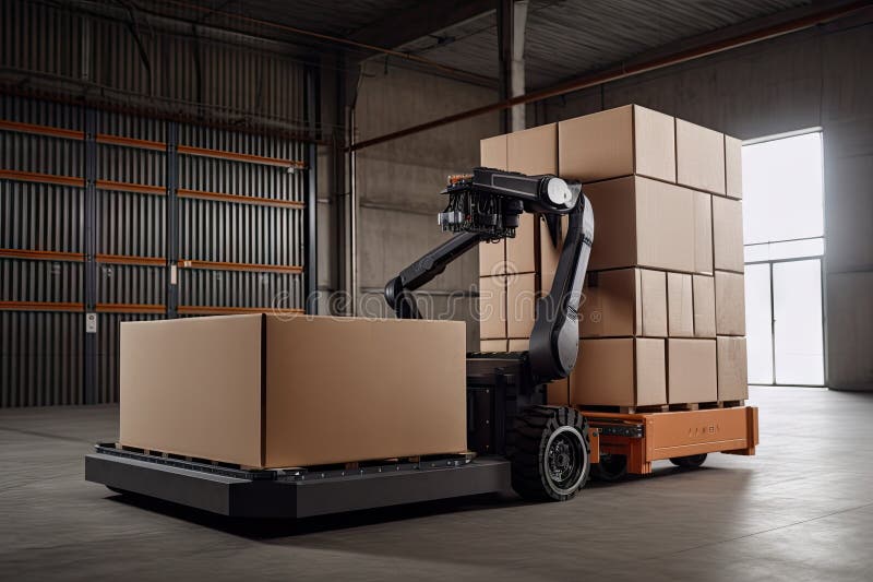 Robot, Loading Heavy Boxes into Shipping Container, Using Built-in ...