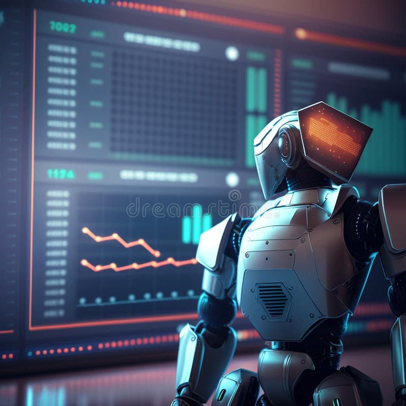 A Robot Looking on Displayed on a Graph Typically Shows the Automation ...