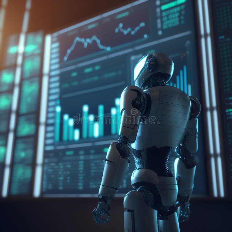 A Robot Looking on Displayed on a Graph Typically Shows the Automation ...