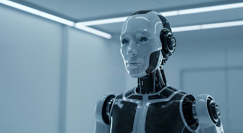 Robot Looking Forward in Clean Room Setting Represents Future ...