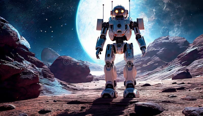Robot on a Lunar Surface stock photo. Image of moonwalk - 319568424