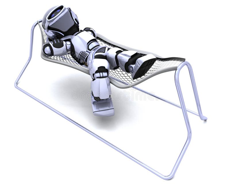 Robot Lying in a Hammock stock illustration. Illustration of relax ...