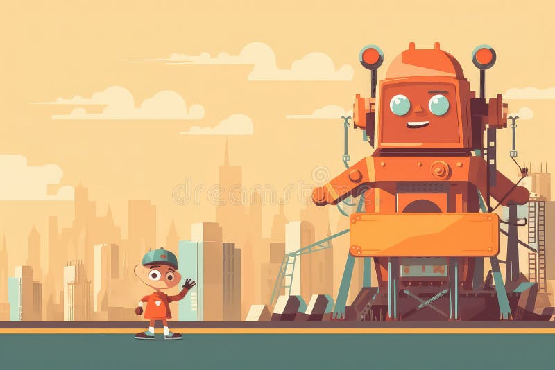 Robot and Machine Kid Fun Background for Educational Banner and Poster ...