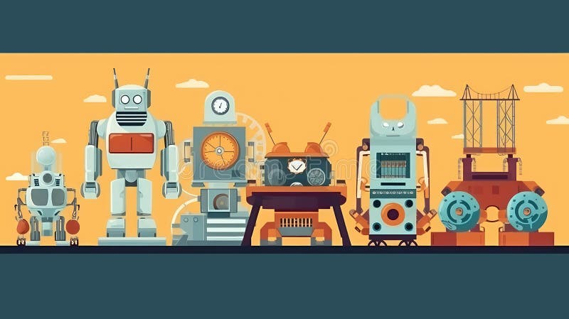 Robot and Machine Kid Fun Background for Educational Banner and Poster ...