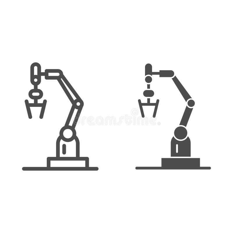 Robot Machine Line and Solid Icon, Robotization Concept, Robotic Hand ...