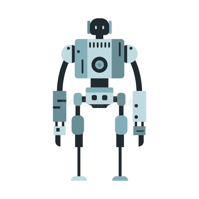 Robot Machine Technology Metal Cyborg in Flat Style. Futuristic ...