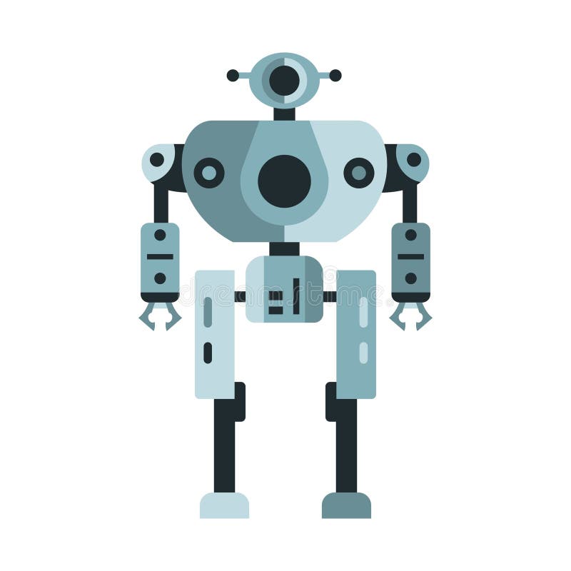 Robot Machine Technology Metal Cyborg in Flat Style. Futuristic ...