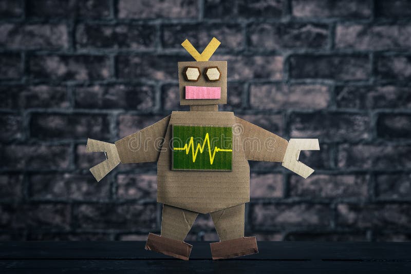 Robot made of paper stock image. Image of cardboard, brick - 75609057