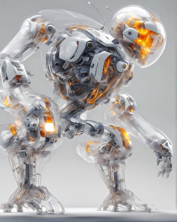 Robot Made of Transparent Plexiglass Stock Illustration - Illustration ...