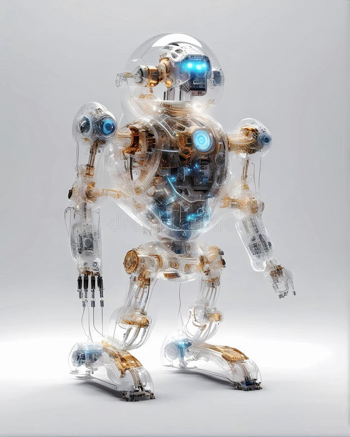Robot Made of Transparent Plexiglass Stock Illustration - Illustration ...