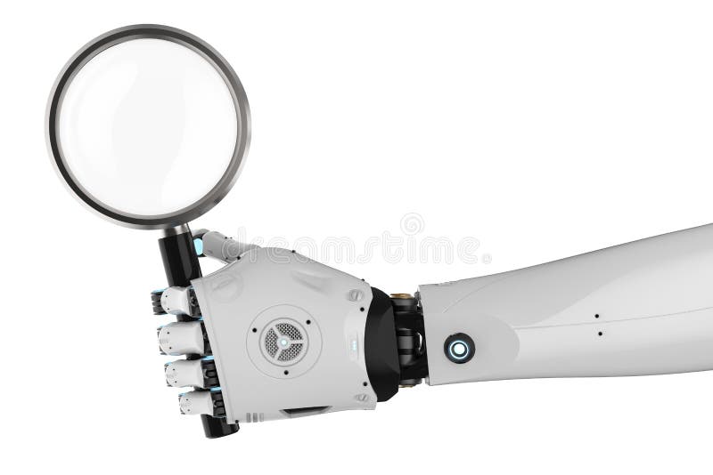 Robot with Magnifying Glass Stock Illustration - Illustration of ...
