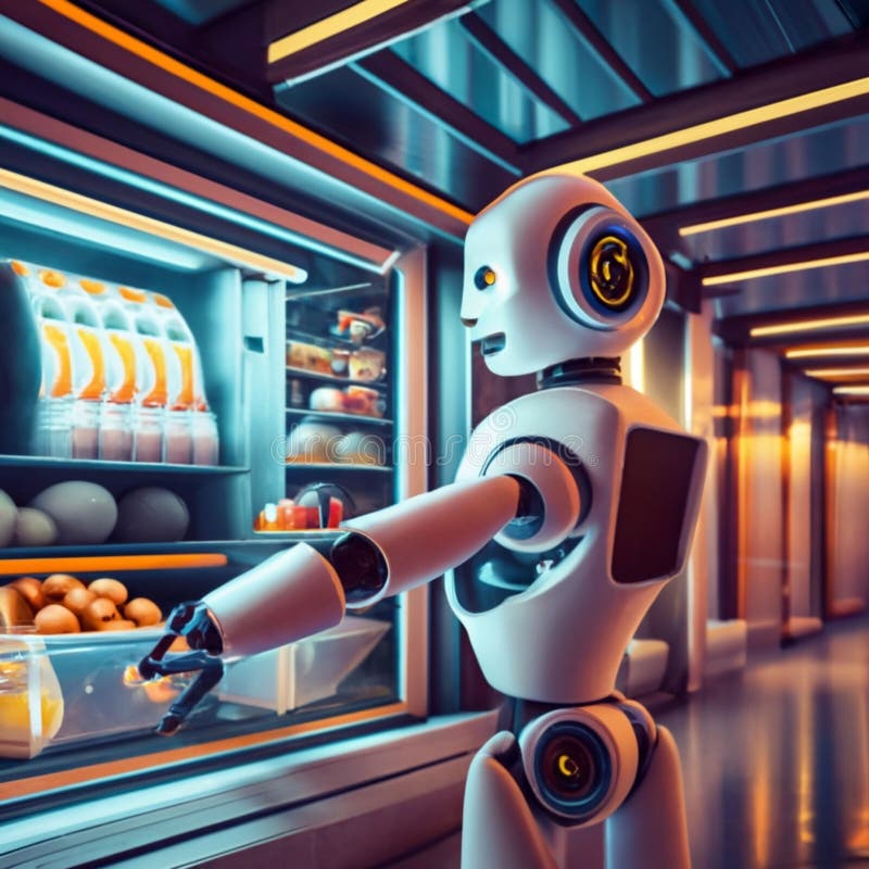 Robot Maid Serving in the Kitchen Illustration Stock Illustration ...