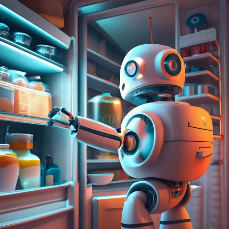 Robot Maid Serving in the Kitchen Illustration Stock Illustration - Illustration of cyber ...