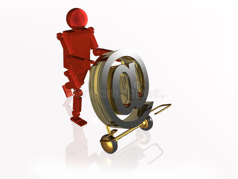 Robot with mail sign stock illustration. Illustration of technology ...