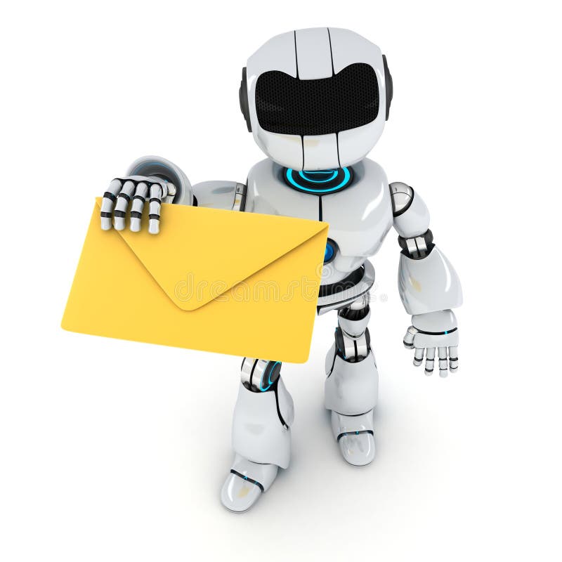 Robot and mail stock illustration. Illustration of mail - 32891499