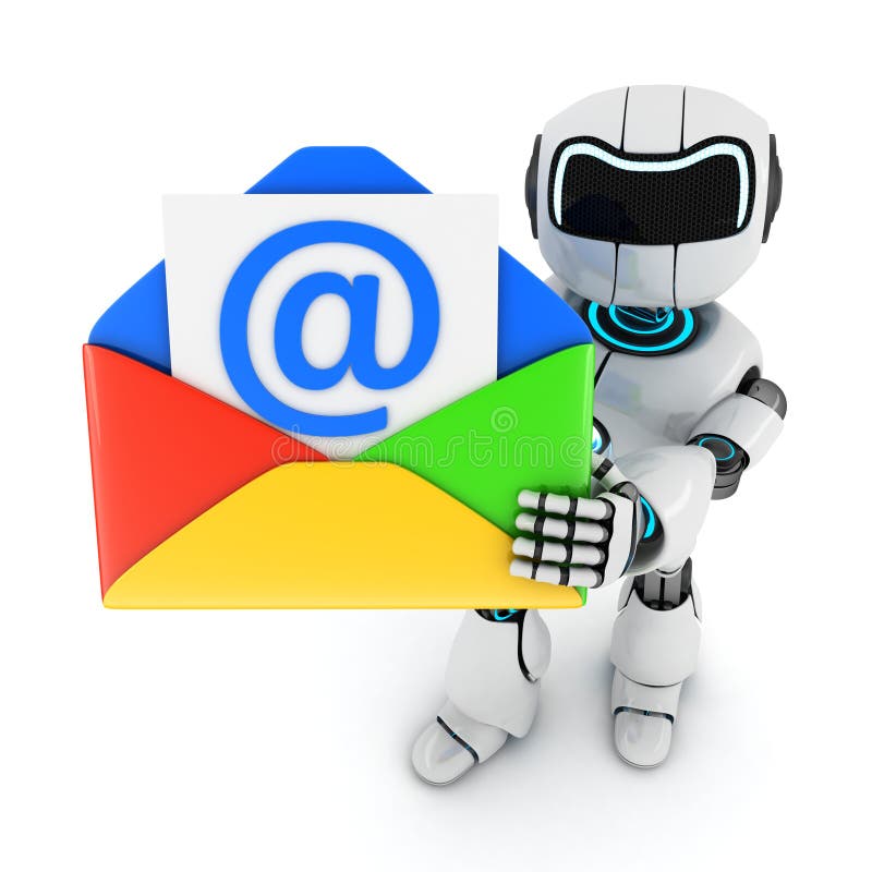 Robot and mail stock illustration. Illustration of mail - 32891499
