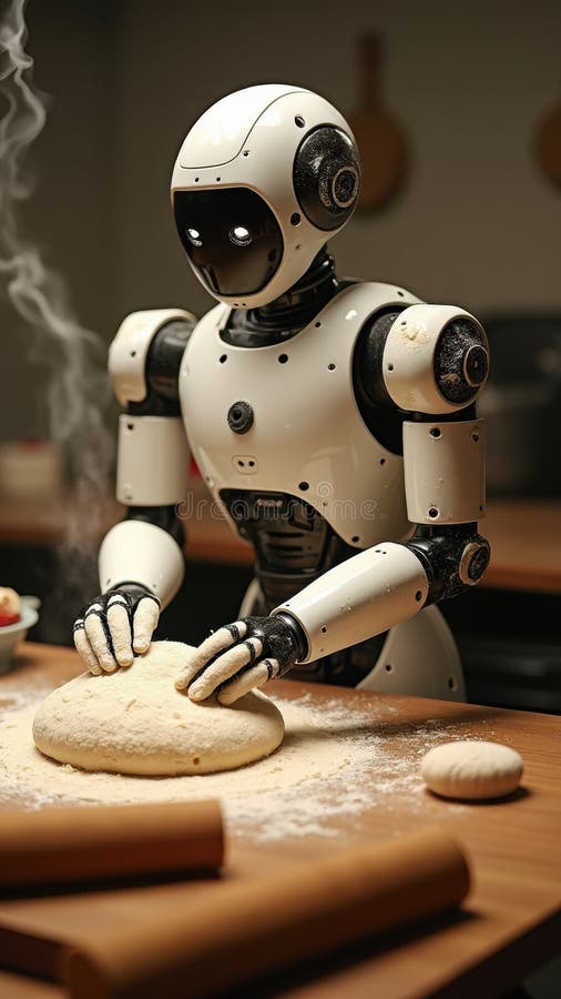Robot is Making Bread on a Table Stock Image - Image of digital, tech ...