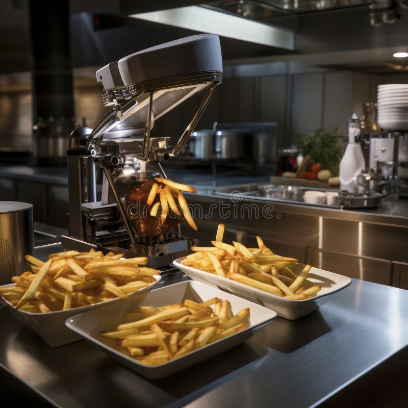Robot Making French Fries in a Restaurant Stock Image - Image of fries ...