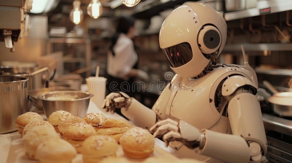 Robot Making Pastries in Kitchen Stock Image - Image of innovation ...