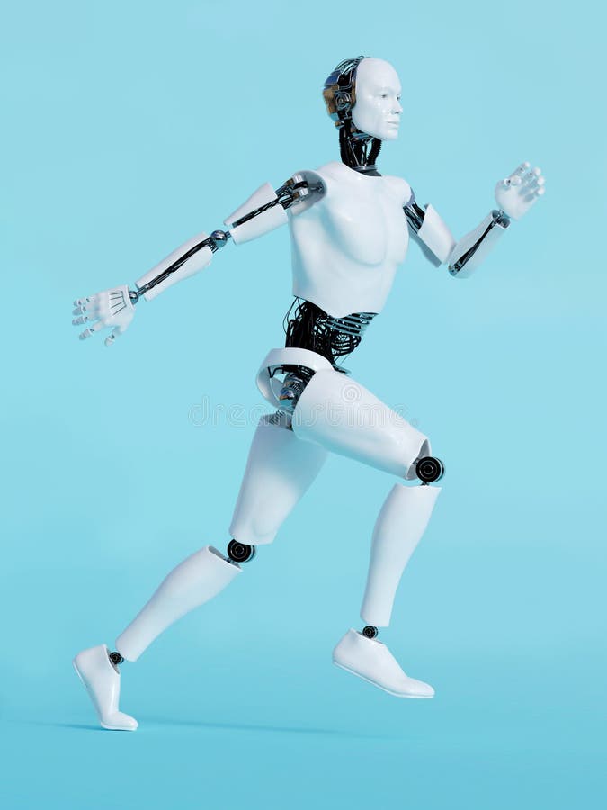 Robot running with speed stock illustration. Illustration of race ...