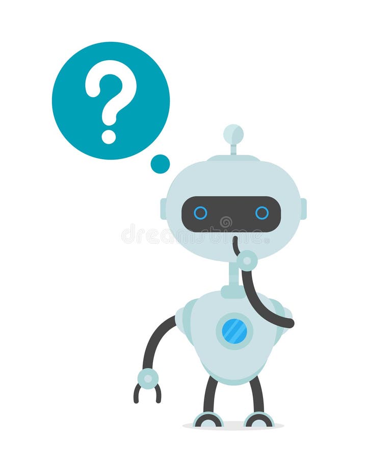 Robot Man Thinking. Vector Flat Cartoon Stock Vector - Illustration of ...