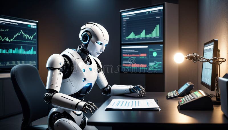 Robot Managing Financial Operations Stock Image - Image of analysis ...