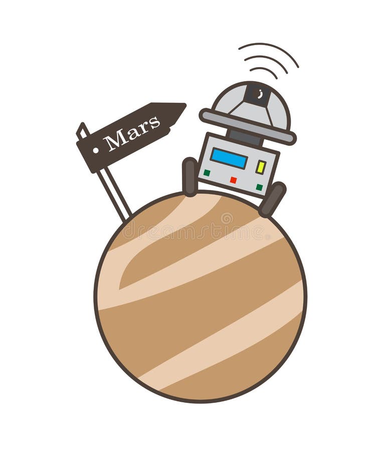 The Robot With Mars Rover Must Find The Way To The Space Stock Vector ...