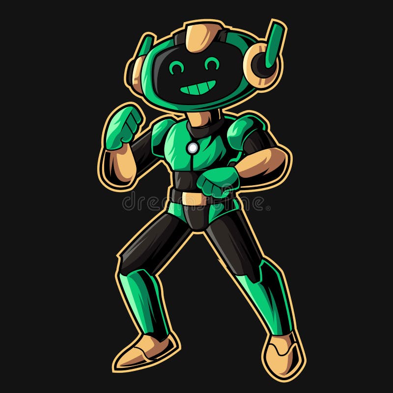 Robot Mascot Character Cartoon Illustration Stock Vector - Illustration ...