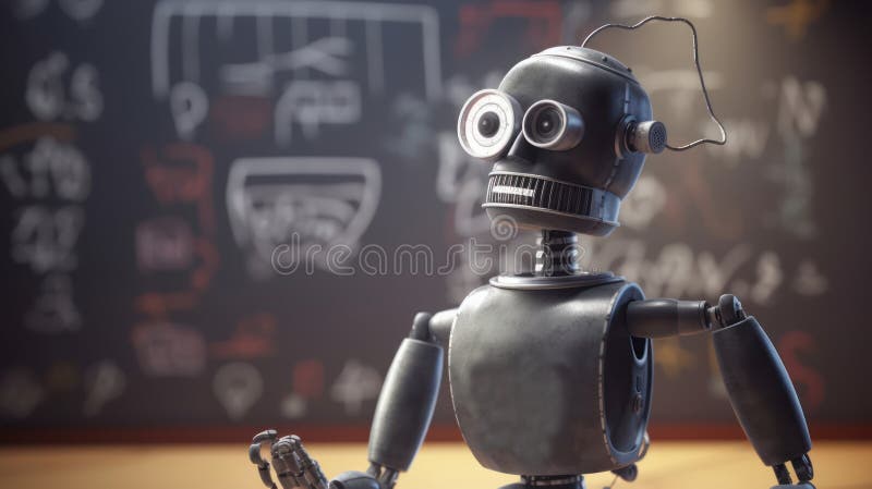 Robot with Mathematical Formulas Stock Illustration - Illustration of ...