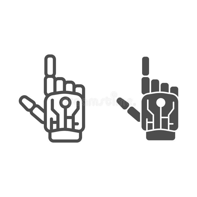Robotic Hand Line and Glyph Icon. Mechanical Claw Vector Illustration ...