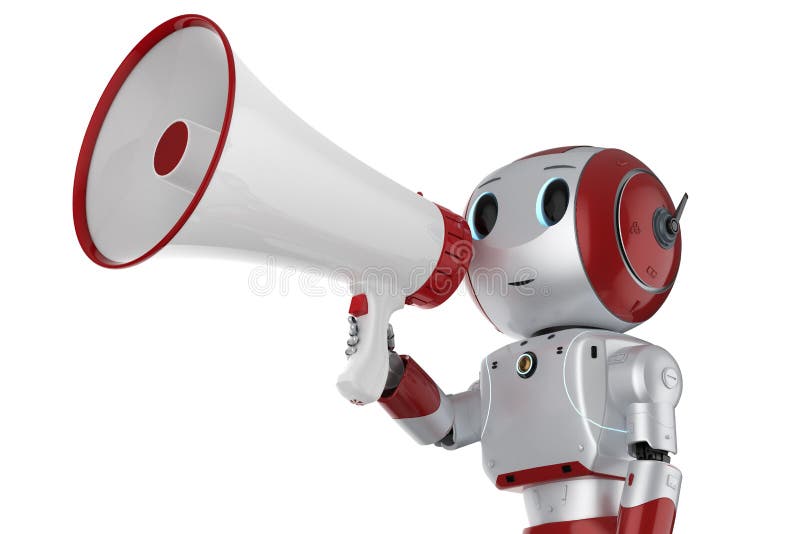 Robot with a megaphone stock illustration. Illustration of cyborg ... Robot with a megaphone stock illustration. Illustration of cyborg ...