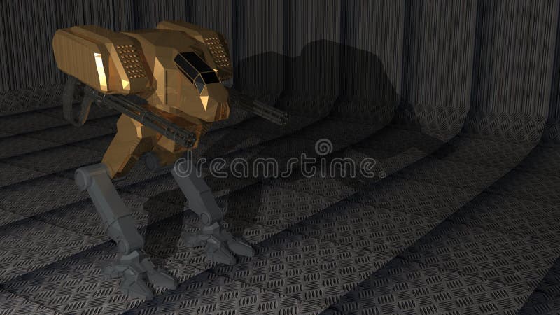 Robot in metallic cage stock illustration. Illustration of intelligence ...