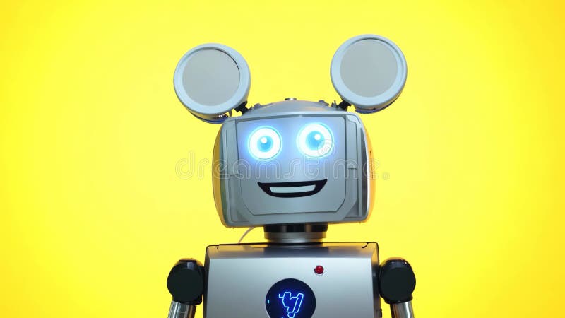 A Robot with a Mickey Mouse Head is Smiling Stock Footage - Video of ...
