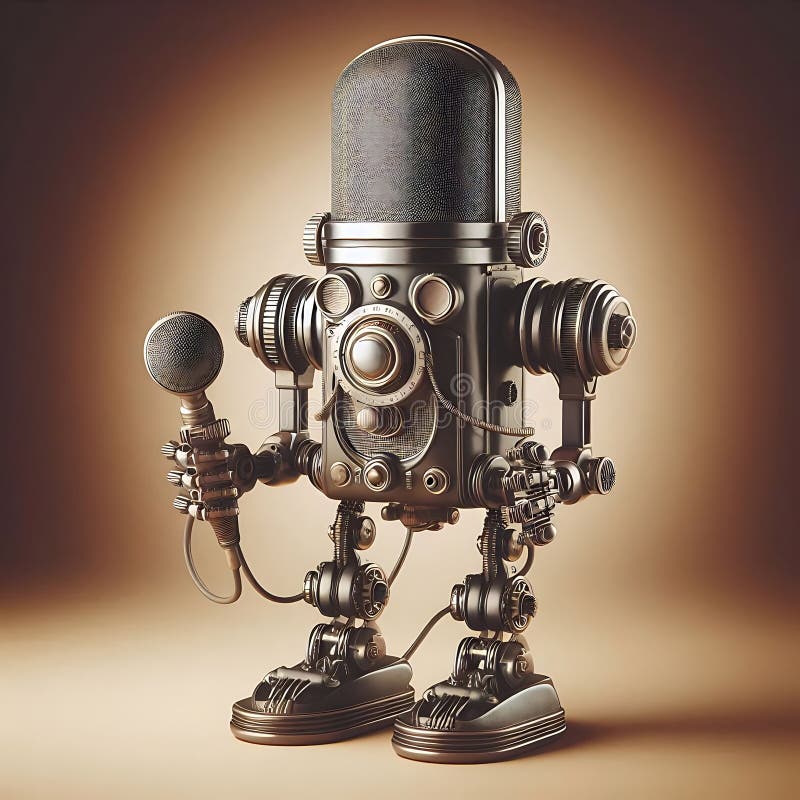 Robot Microphone with Vintage Design and Mechanical Features ...
