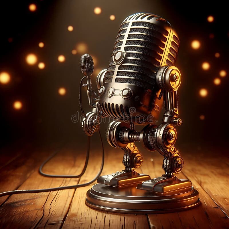 Robot Microphone with Vintage Design and Mechanical Features ...
