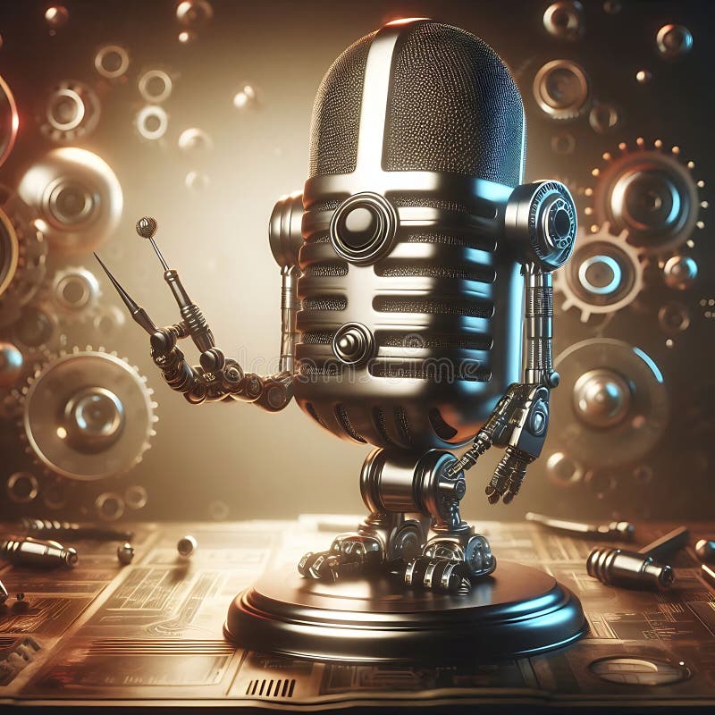 Robot Microphone with Vintage Design and Mechanical Features ...